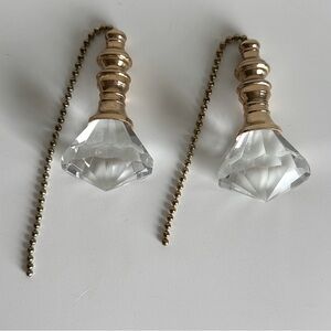 Accents | 2 Crystal Fan Pulls Faceted Glass Prisms Chain Brass Vintage ...